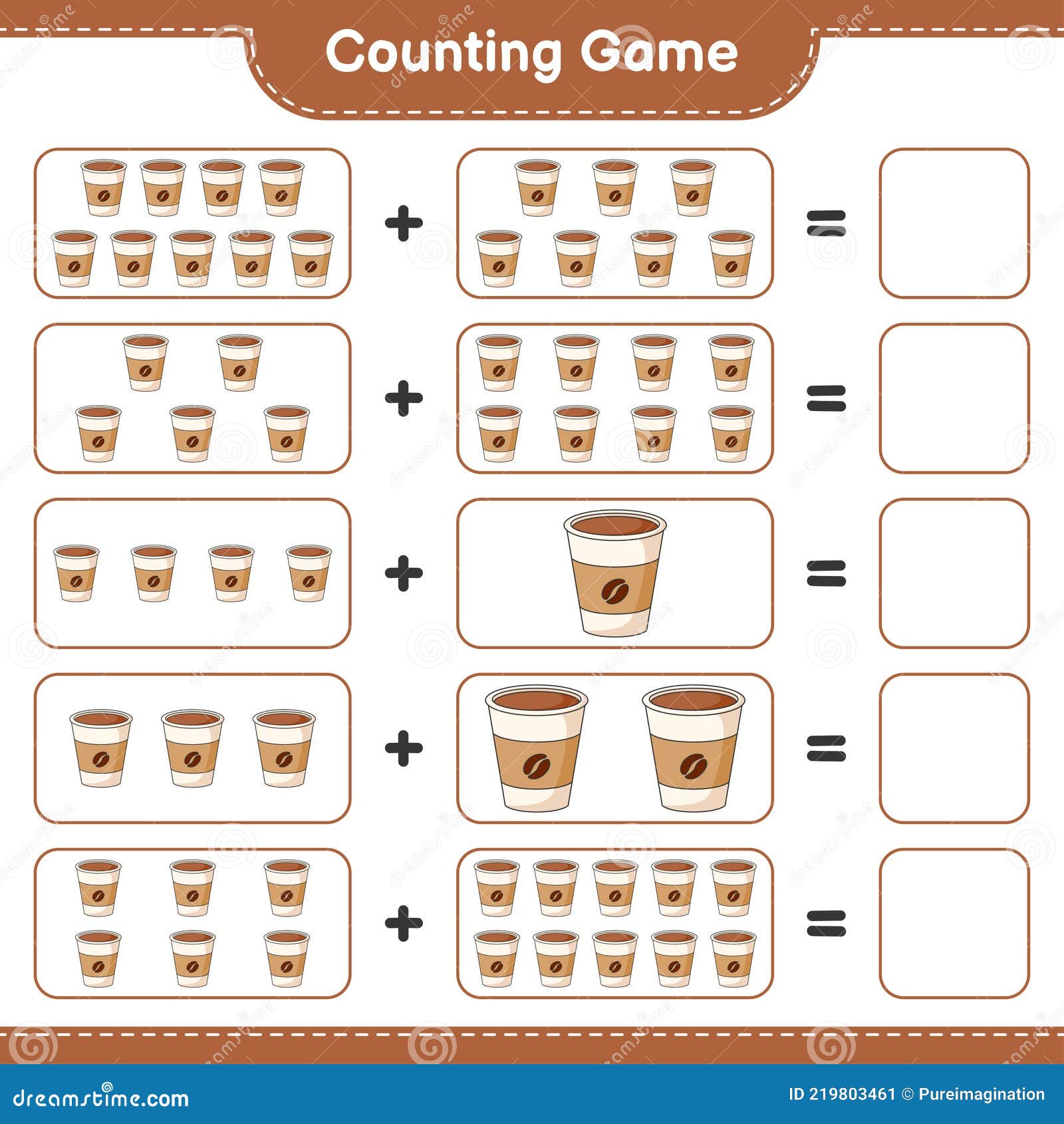 Counting Game, Count the Number of Coffee Cup and Write the Result ...
