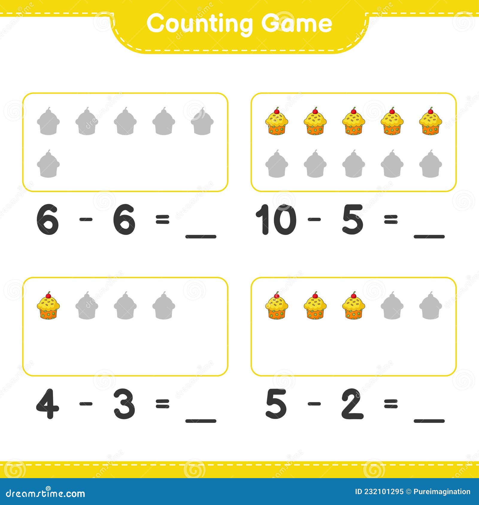Counting Game, Count the Number of Cup Cake and Write the Result ...