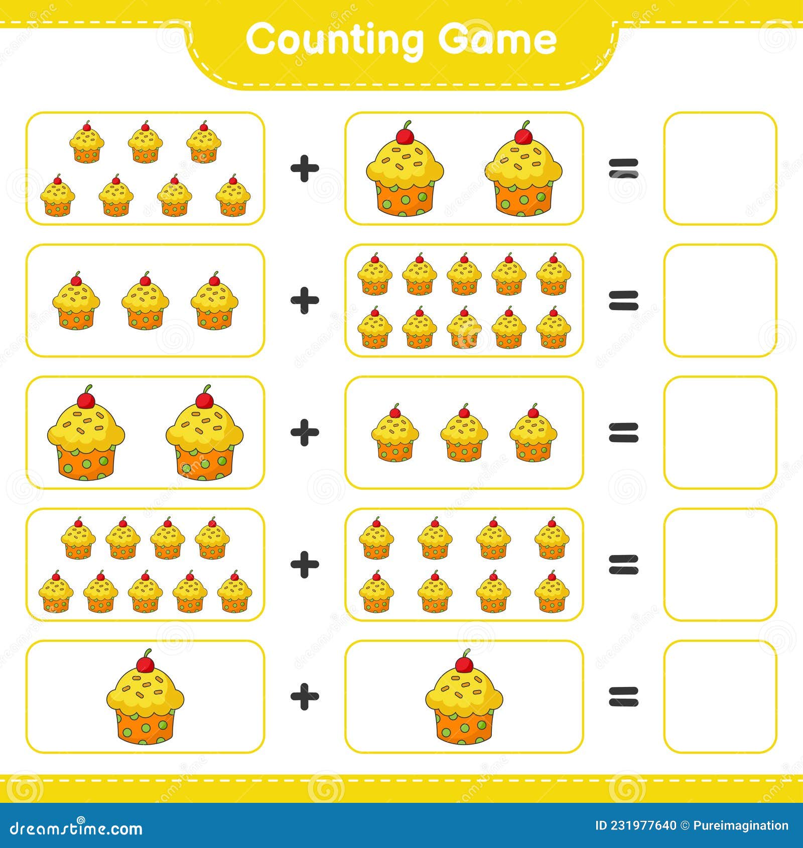 Counting Game, Count the Number of Cup Cake and Write the Result ...