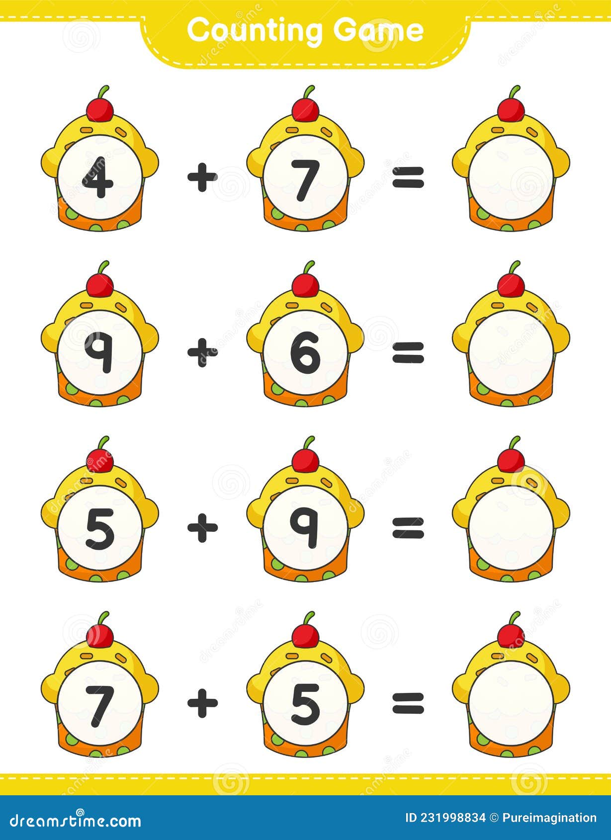 Counting Game, Count the Number of Cup Cake and Write the Result ...