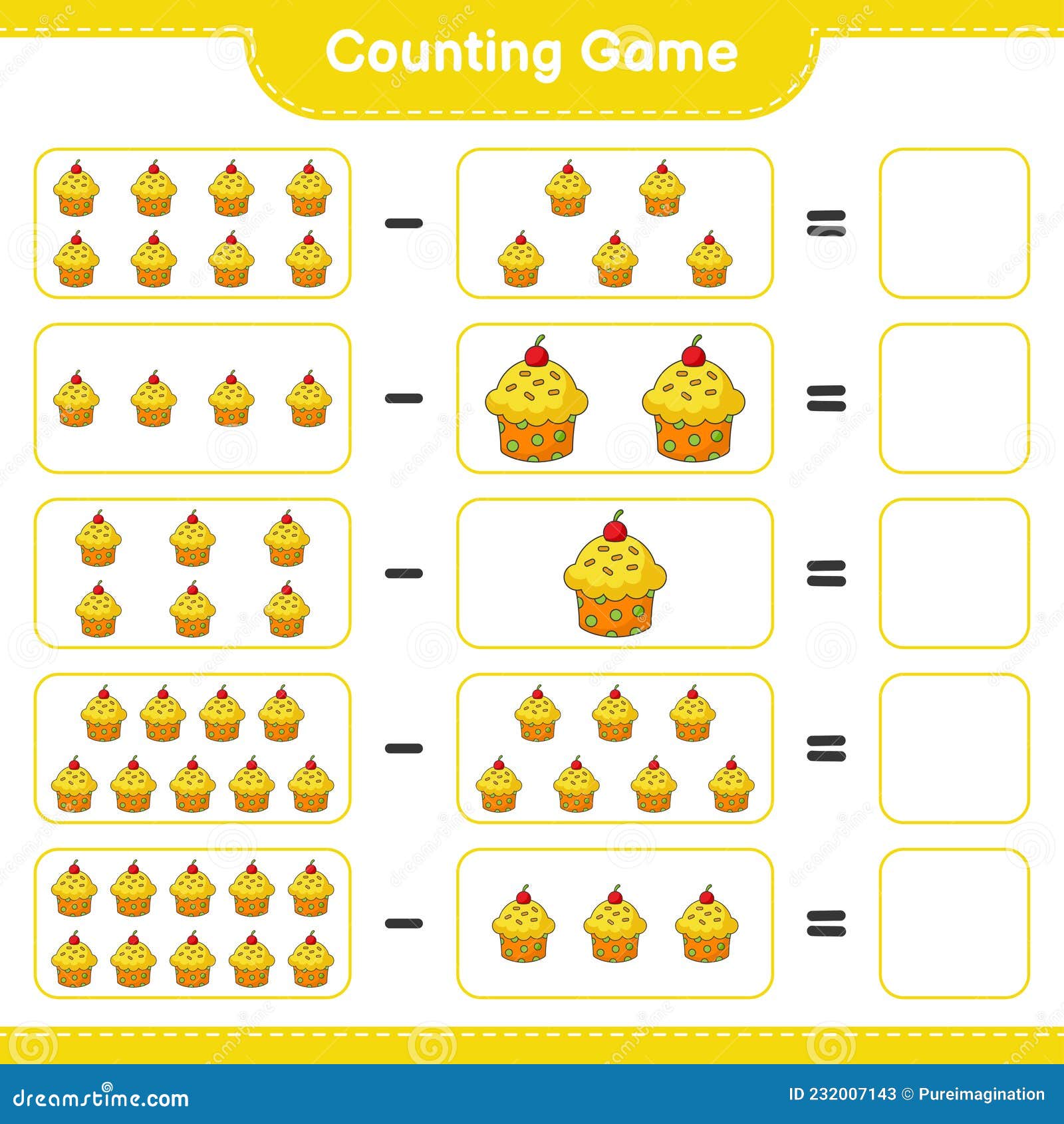 Counting Game, Count the Number of Cup Cake and Write the Result ...