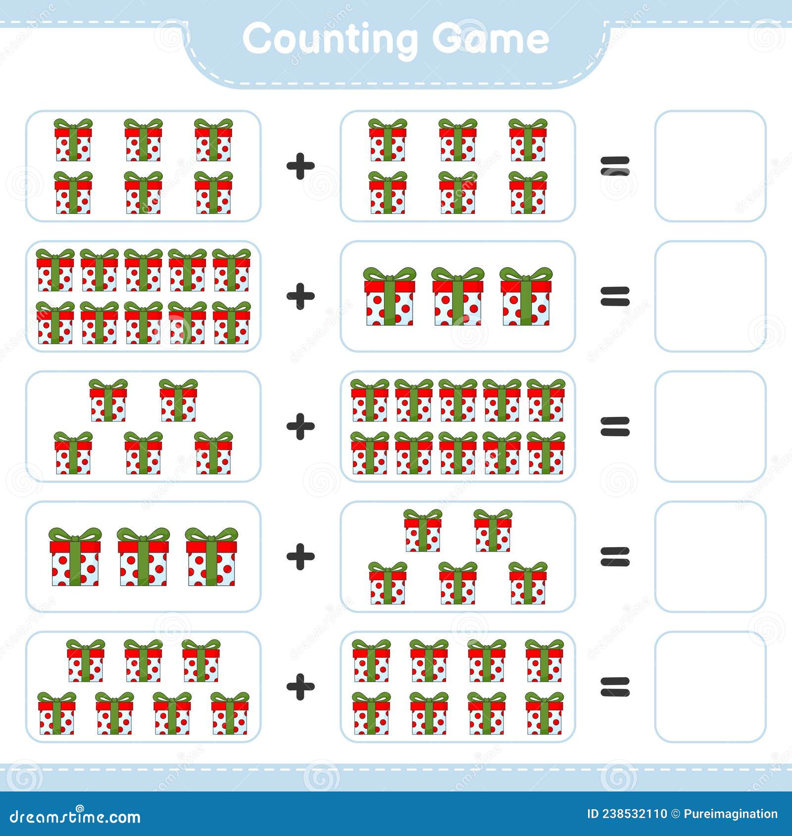 Counting Game, Count the Number of Gift Box and Write the Result ...