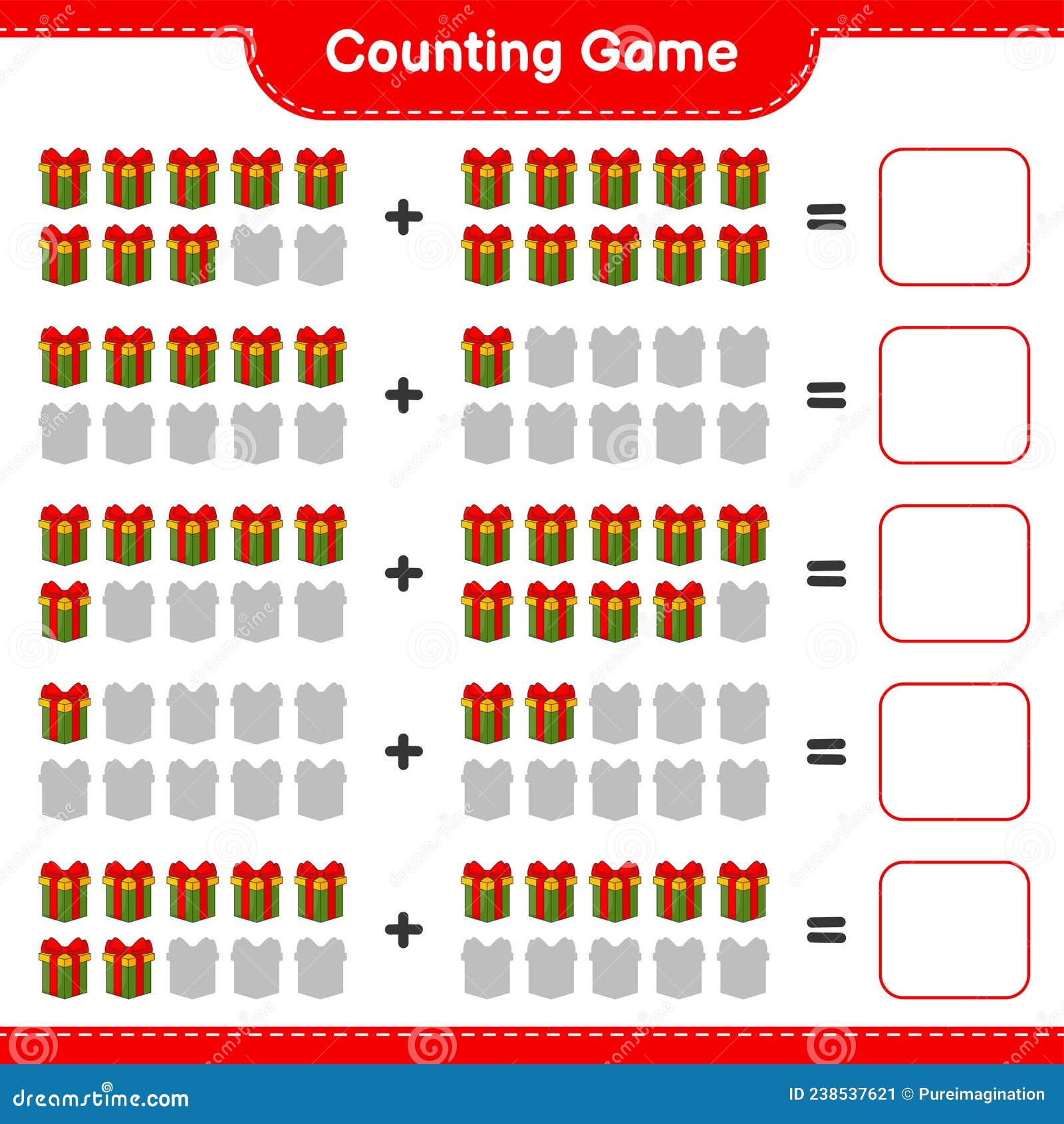Counting Game, Count the Number of Gift Box and Write the Result ...