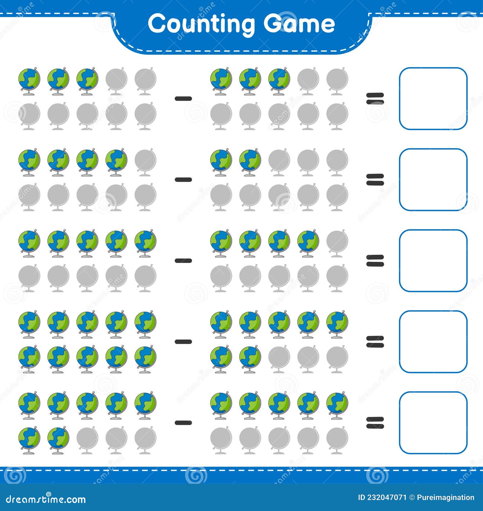 Counting Game, Count the Number of Globe and Write the Result ...