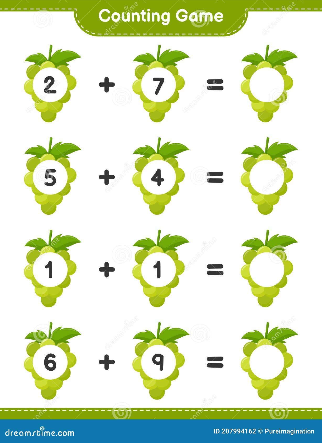 Counting Game, Count the Number of Grape and Write the Result ...