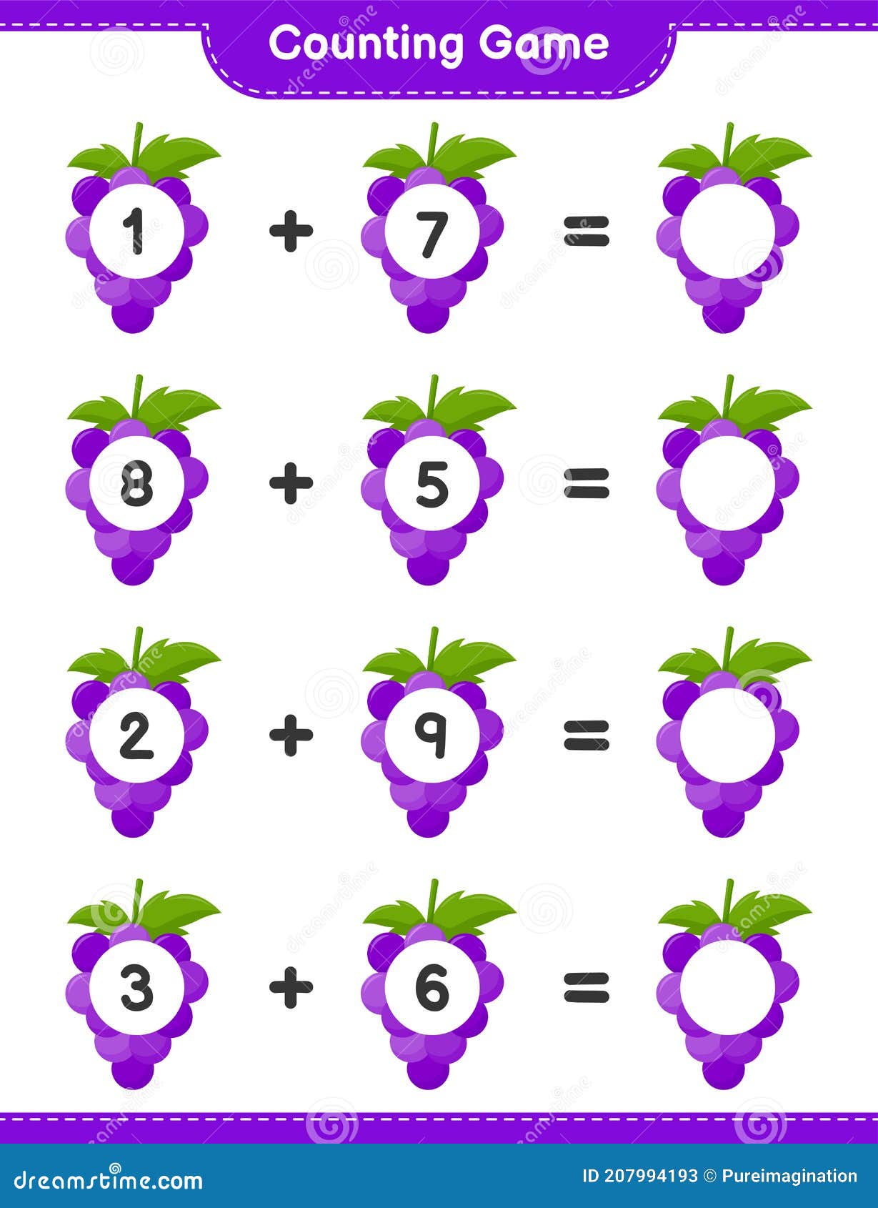 Counting Game, Count the Number of Grape and Write the Result ...