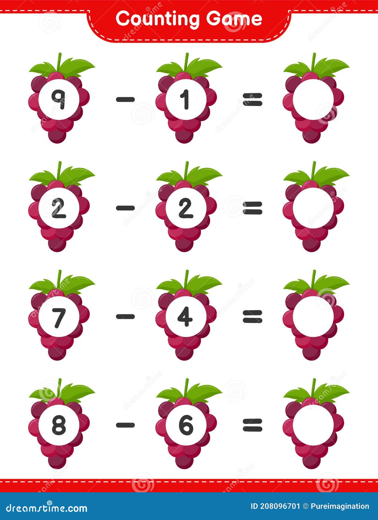 Counting Game, Count the Number of Grape and Write the Result ...