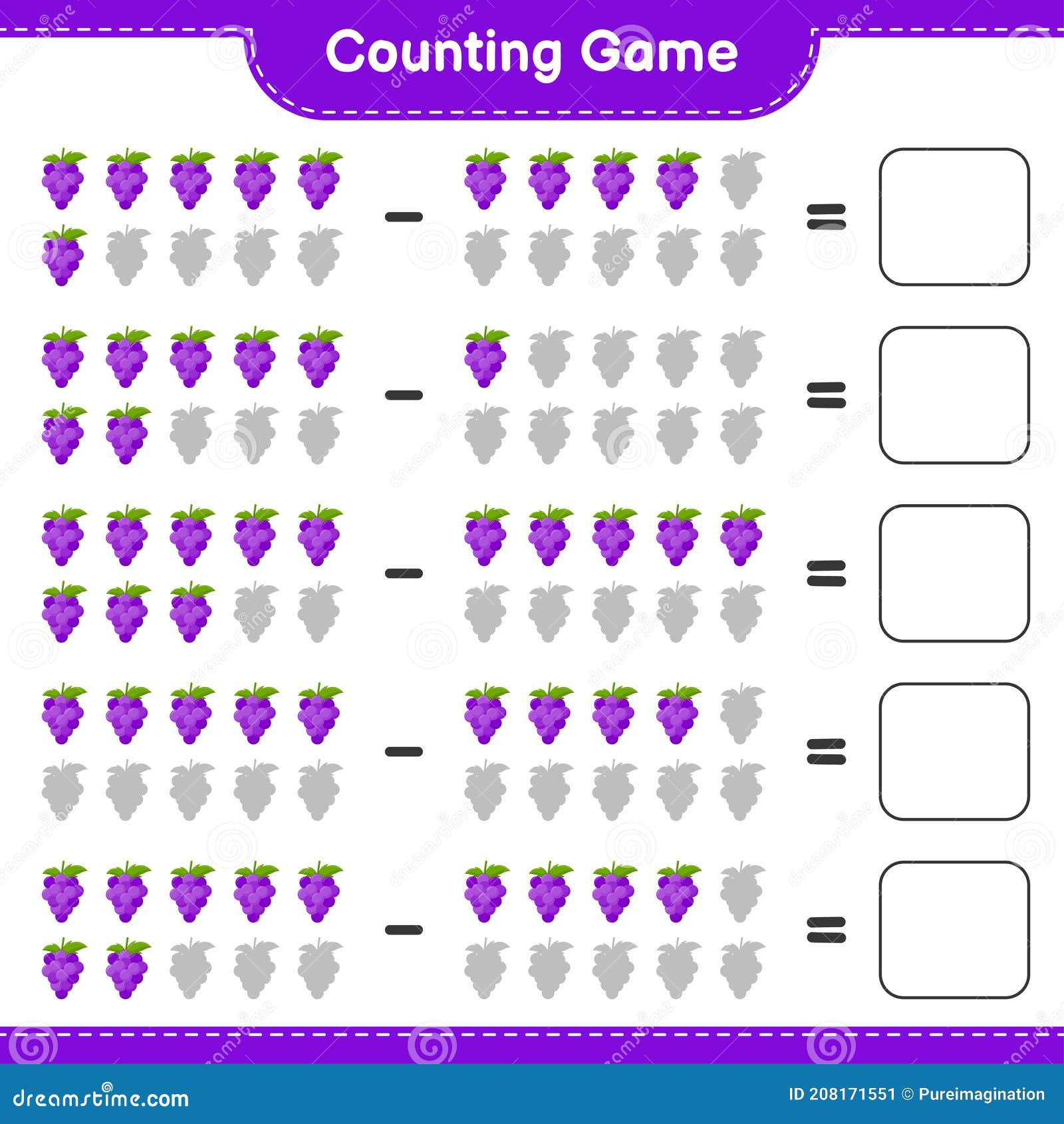 Counting Game, Count the Number of Grape and Write the Result ...