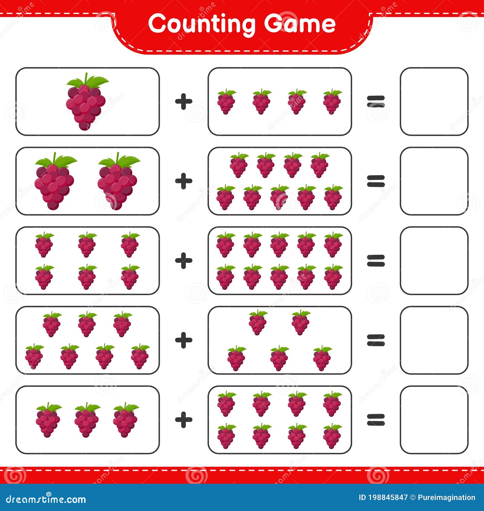 Counting Game, Count the Number of Grape and Write the Result ...