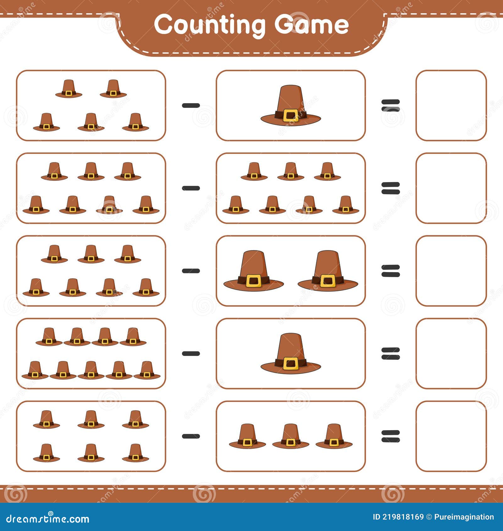 Counting Game, Count the Number of Hat and Write the Result ...
