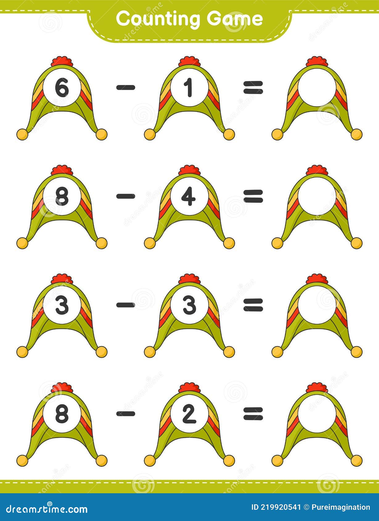 Counting Game, Count the Number of Hat and Write the Result ...
