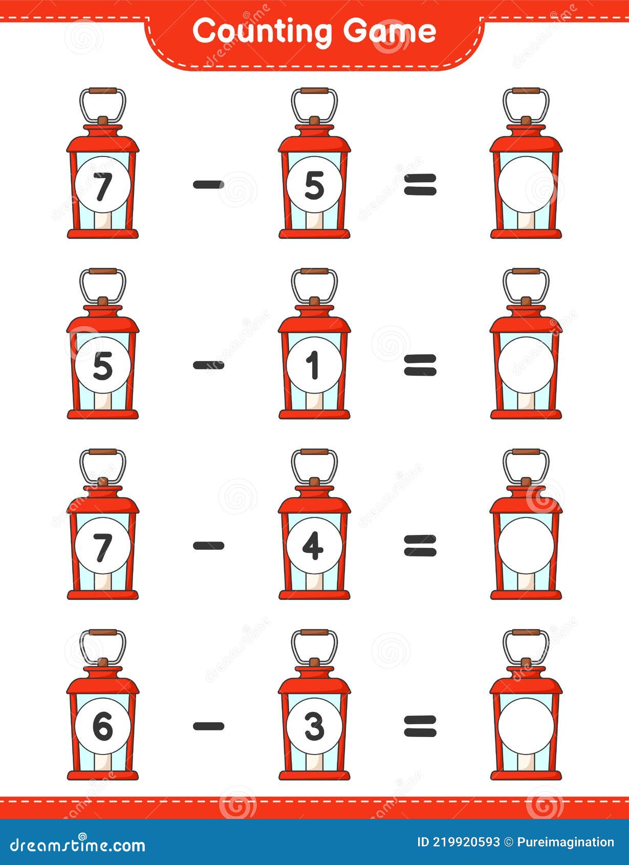 Counting Game, Count the Number of Lantern and Write the Result ...