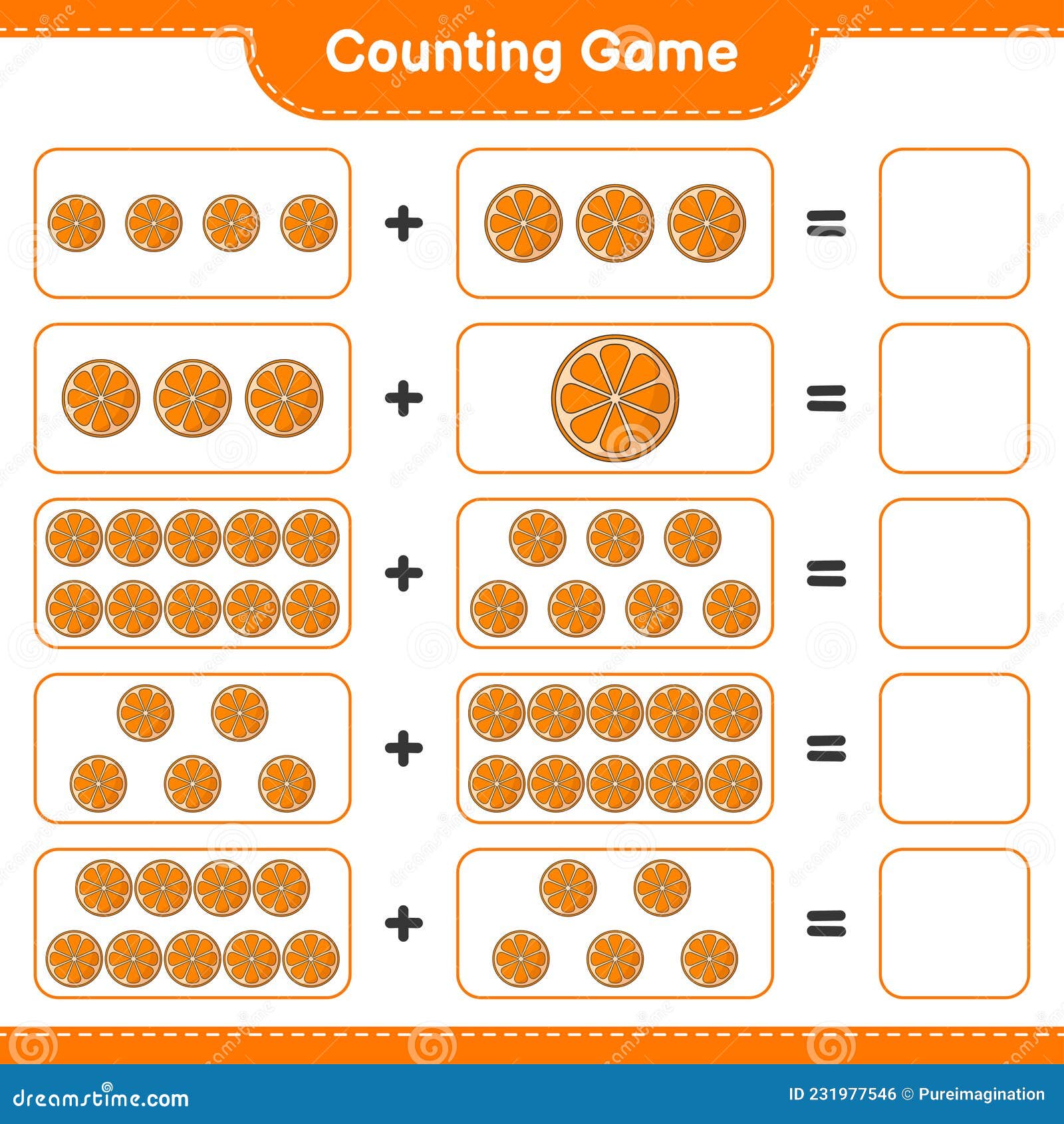 Counting Game, Count the Number of Orange and Write the Result ...