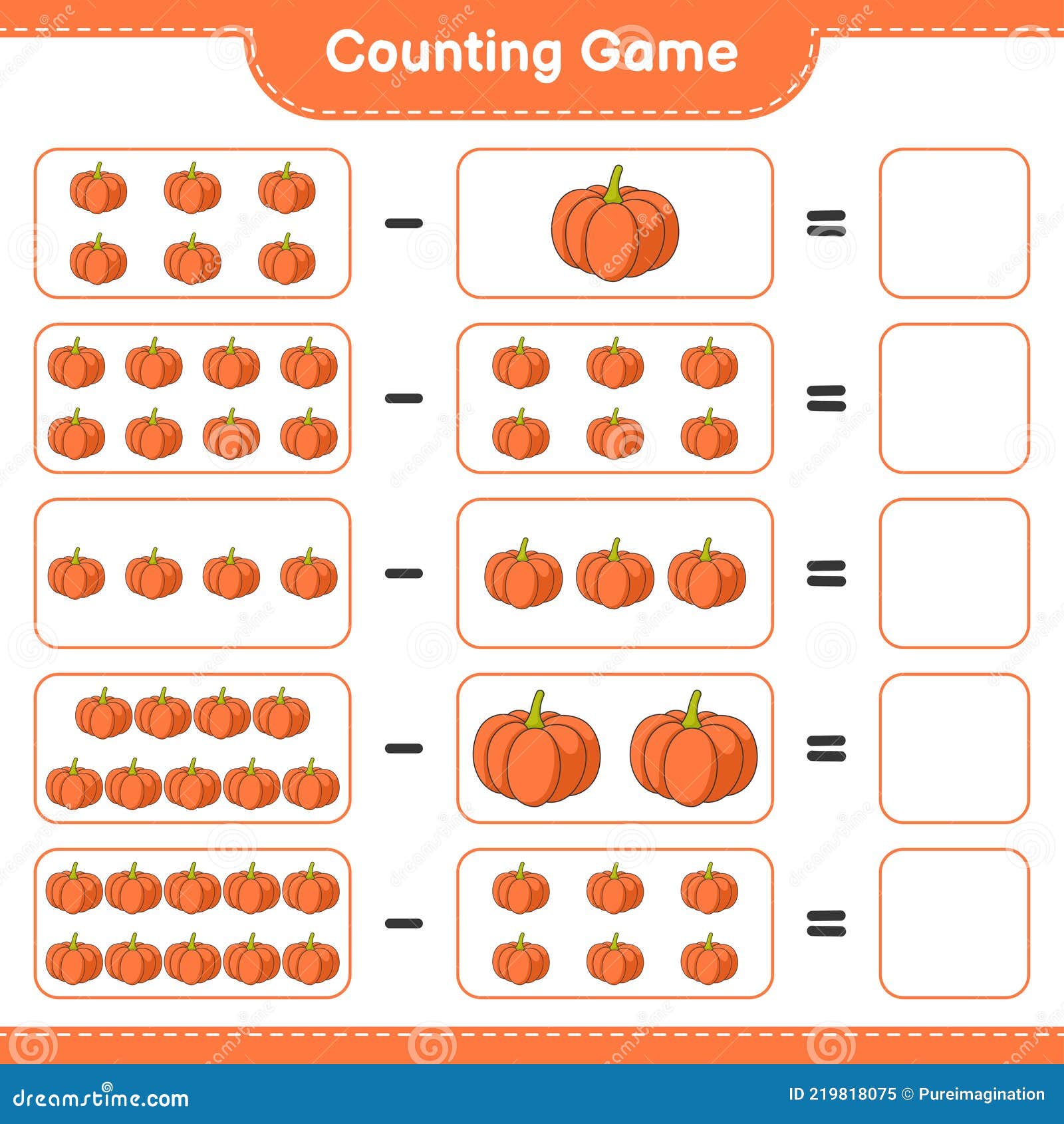 Counting Game, Count the Number of Pumpkin and Write the Result ...
