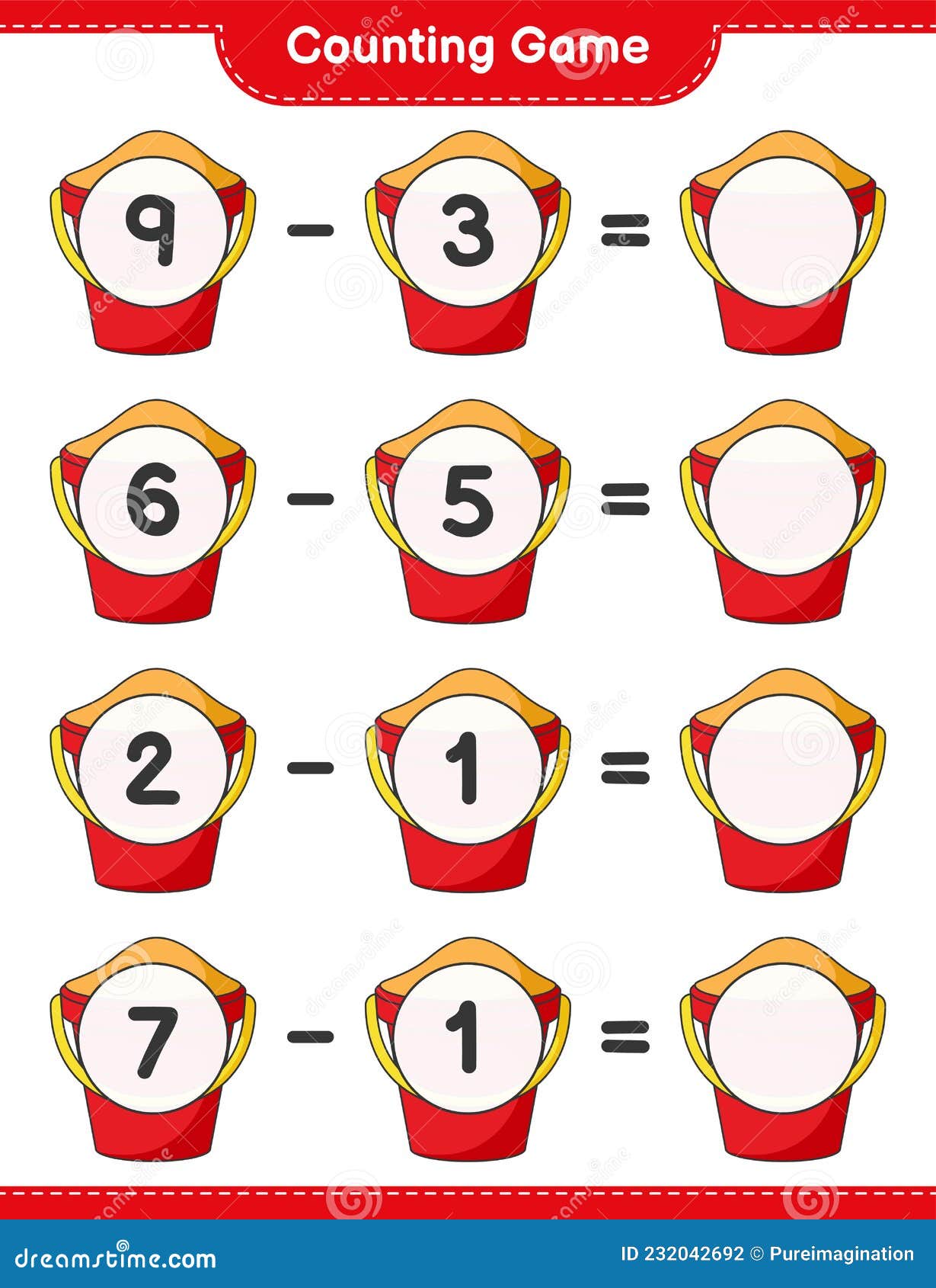 Counting Game, Count the Number of Sand Bucket and Write the Result ...