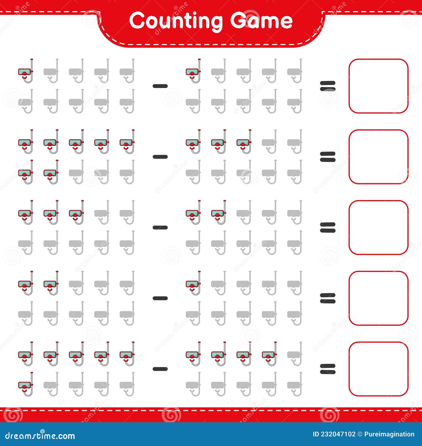 Counting Game, Count the Number of Scuba Diving Mask and Write the ...