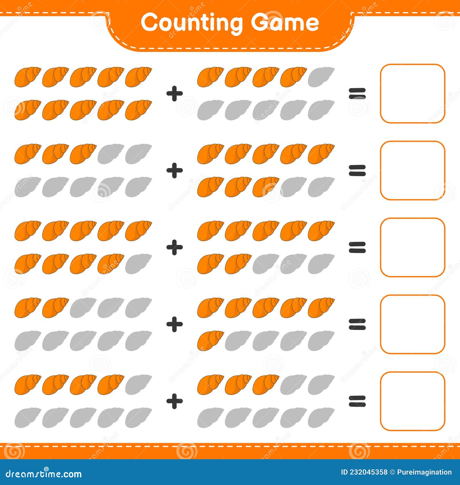 Counting Game, Count the Number of Sea Shells and Write the Result ...