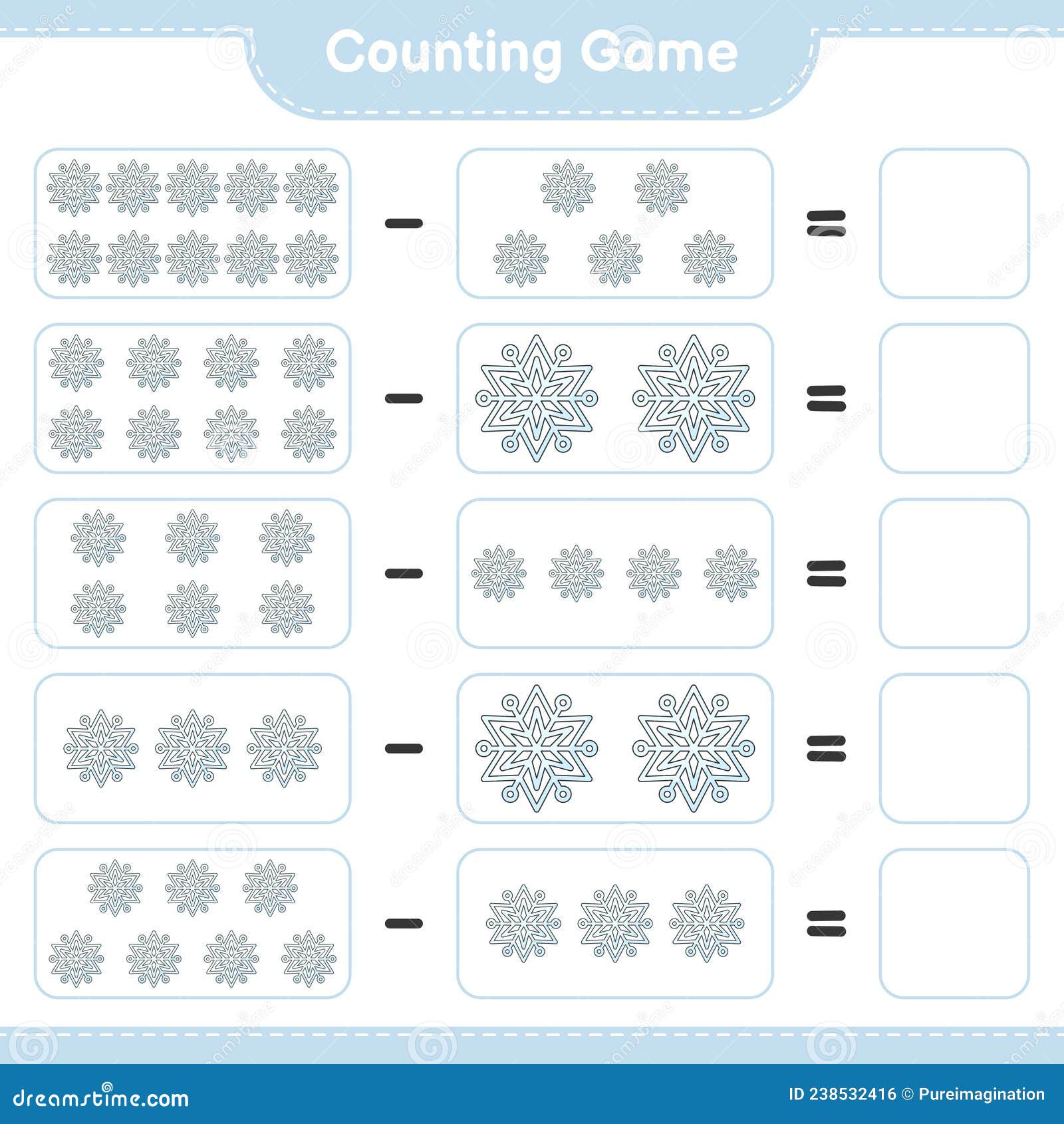Counting Game, Count the Number of Snowflake and Write the Result ...