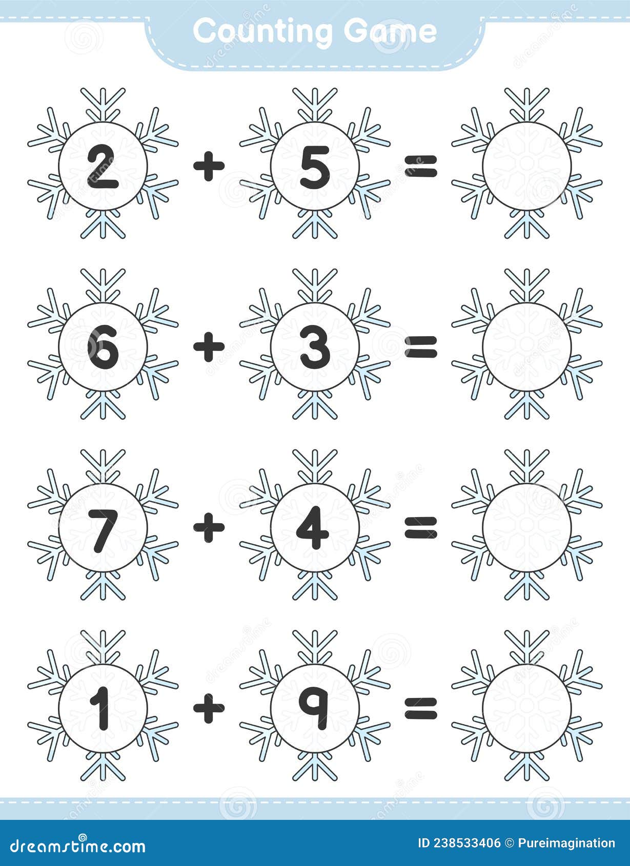 Counting Game, Count the Number of Snowflake and Write the Result ...