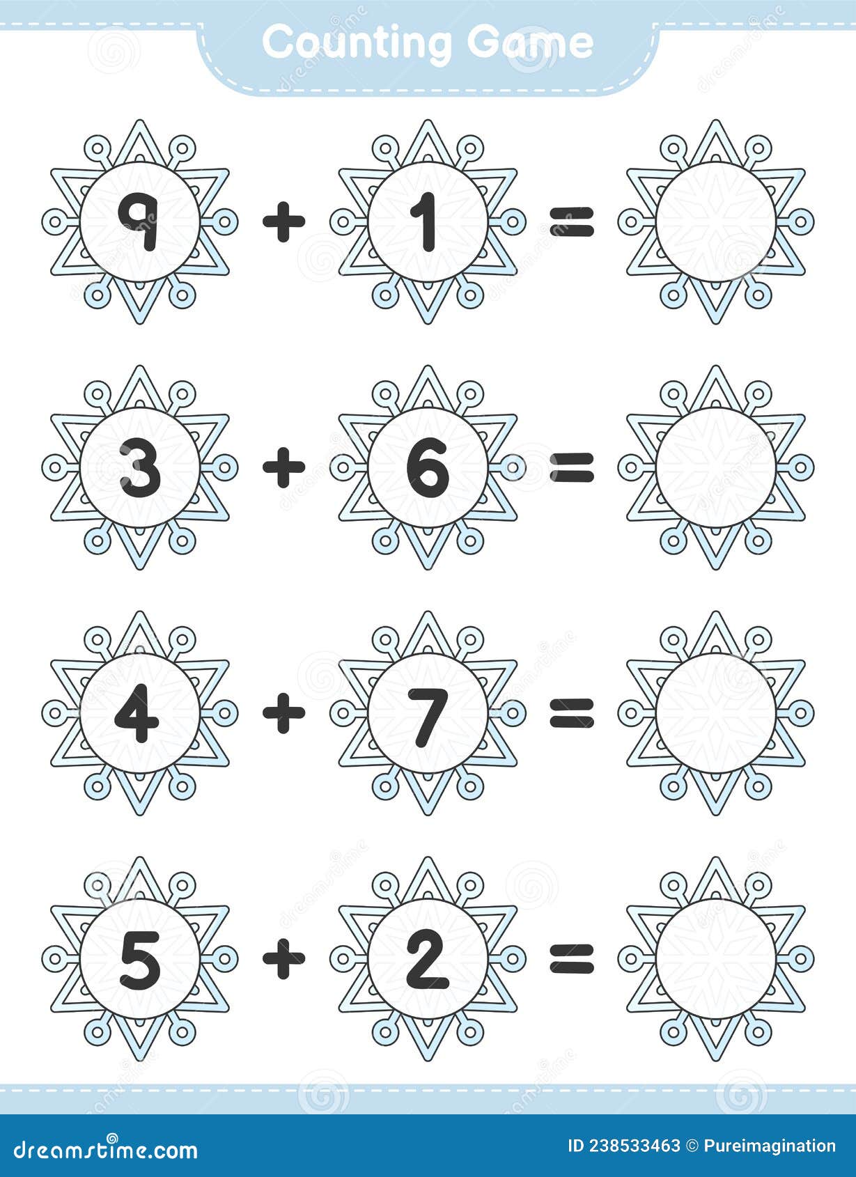 Counting Game, Count the Number of Snowflake and Write the Result ...