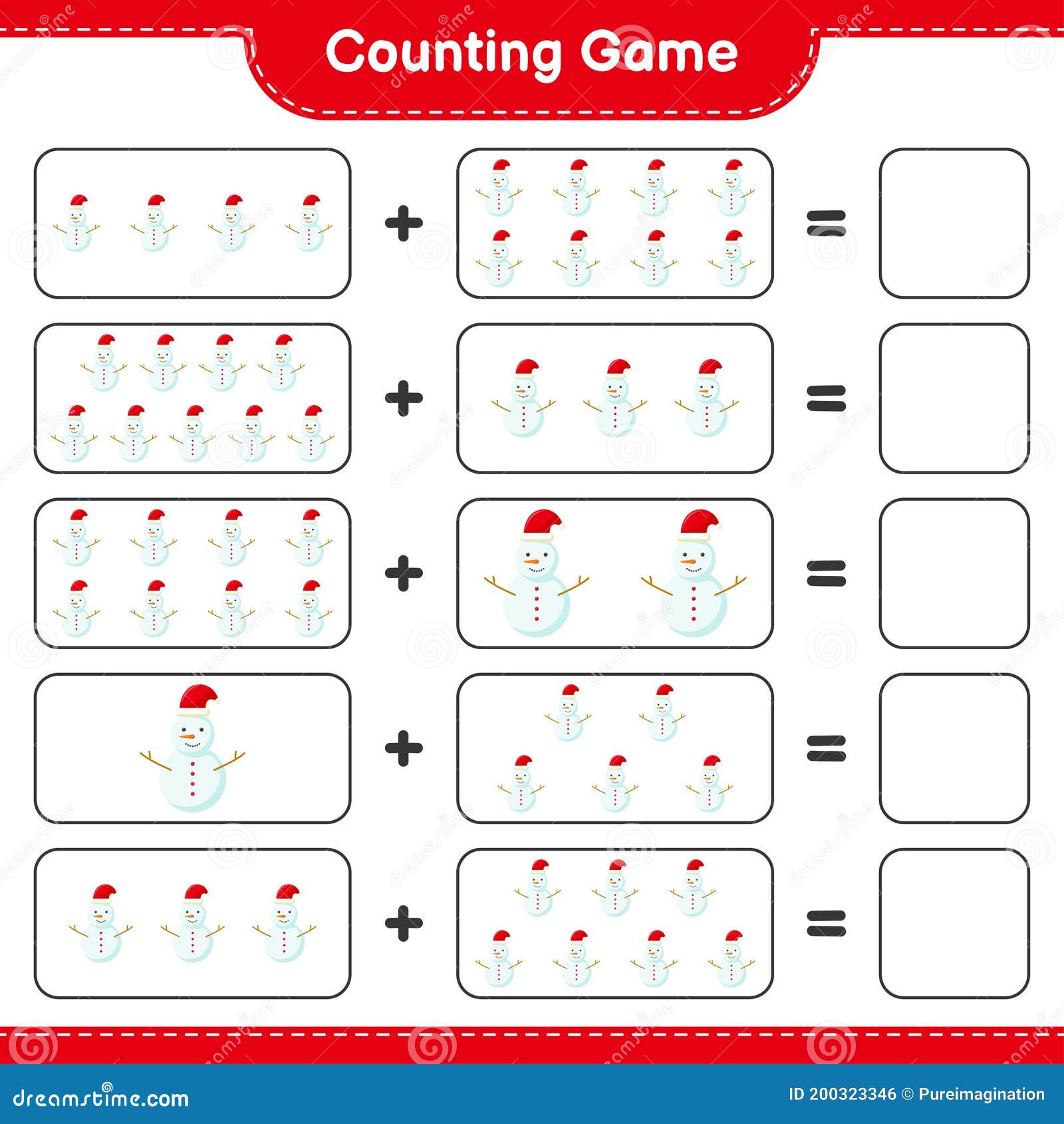 Counting Game, Count the Number of Snowman and Write the Result ...