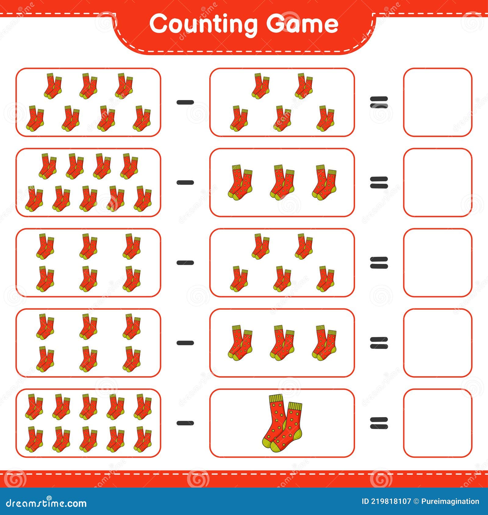 Counting Game, Count the Number of Socks and Write the Result ...