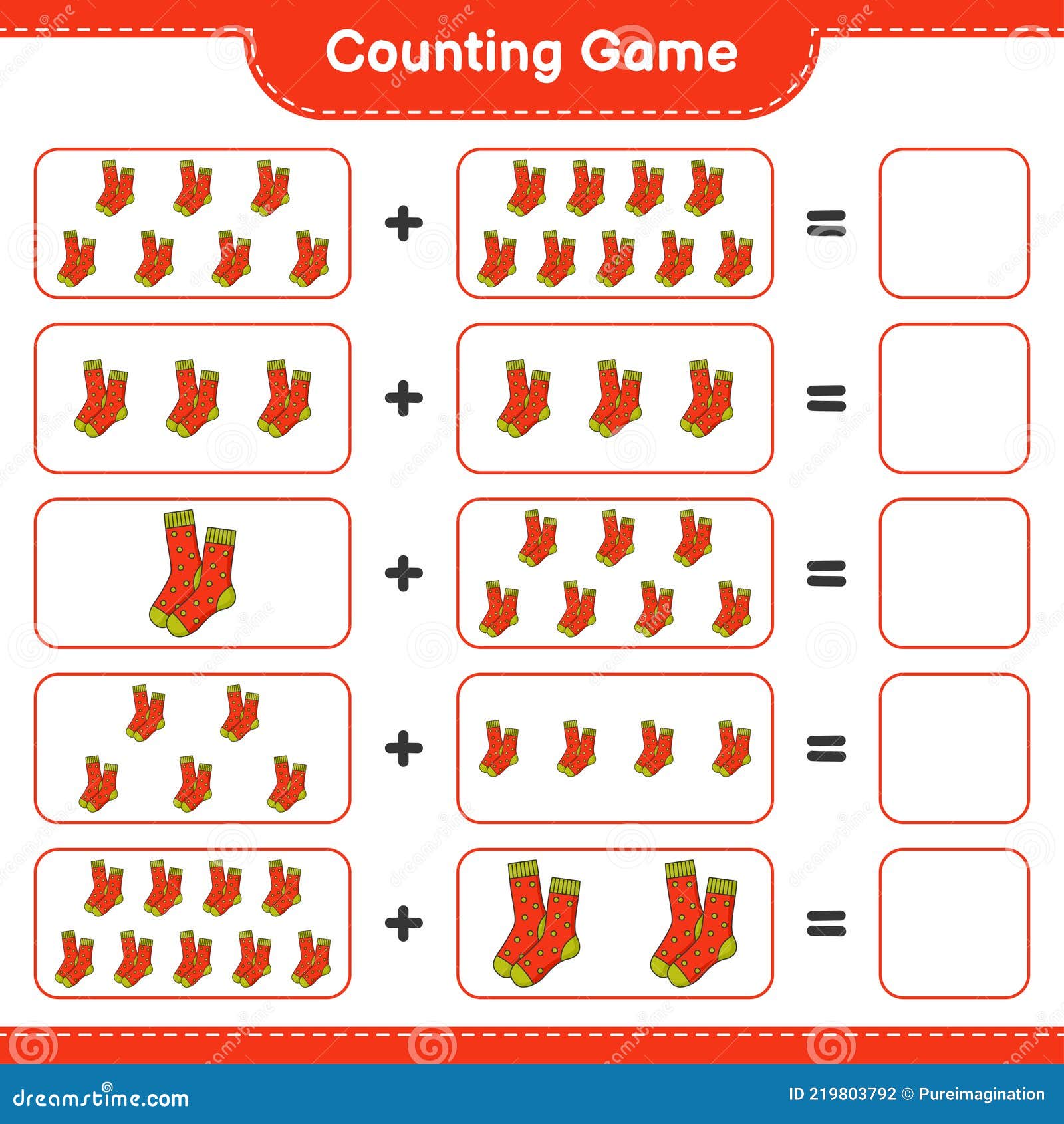Counting Game, Count the Number of Socks and Write the Result ...