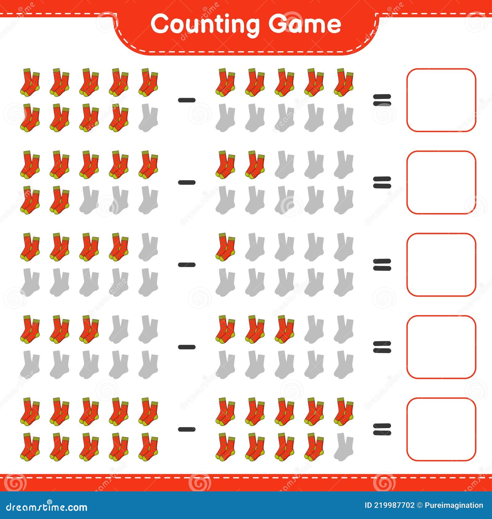 Counting Game, Count the Number of Socks and Write the Result ...