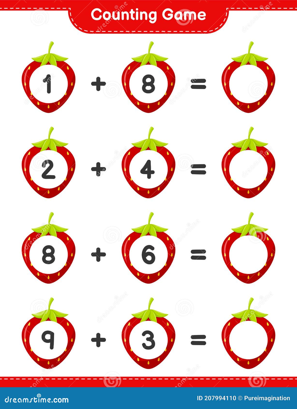 Counting Game, Count the Number of Strawberry and Write the Result ...