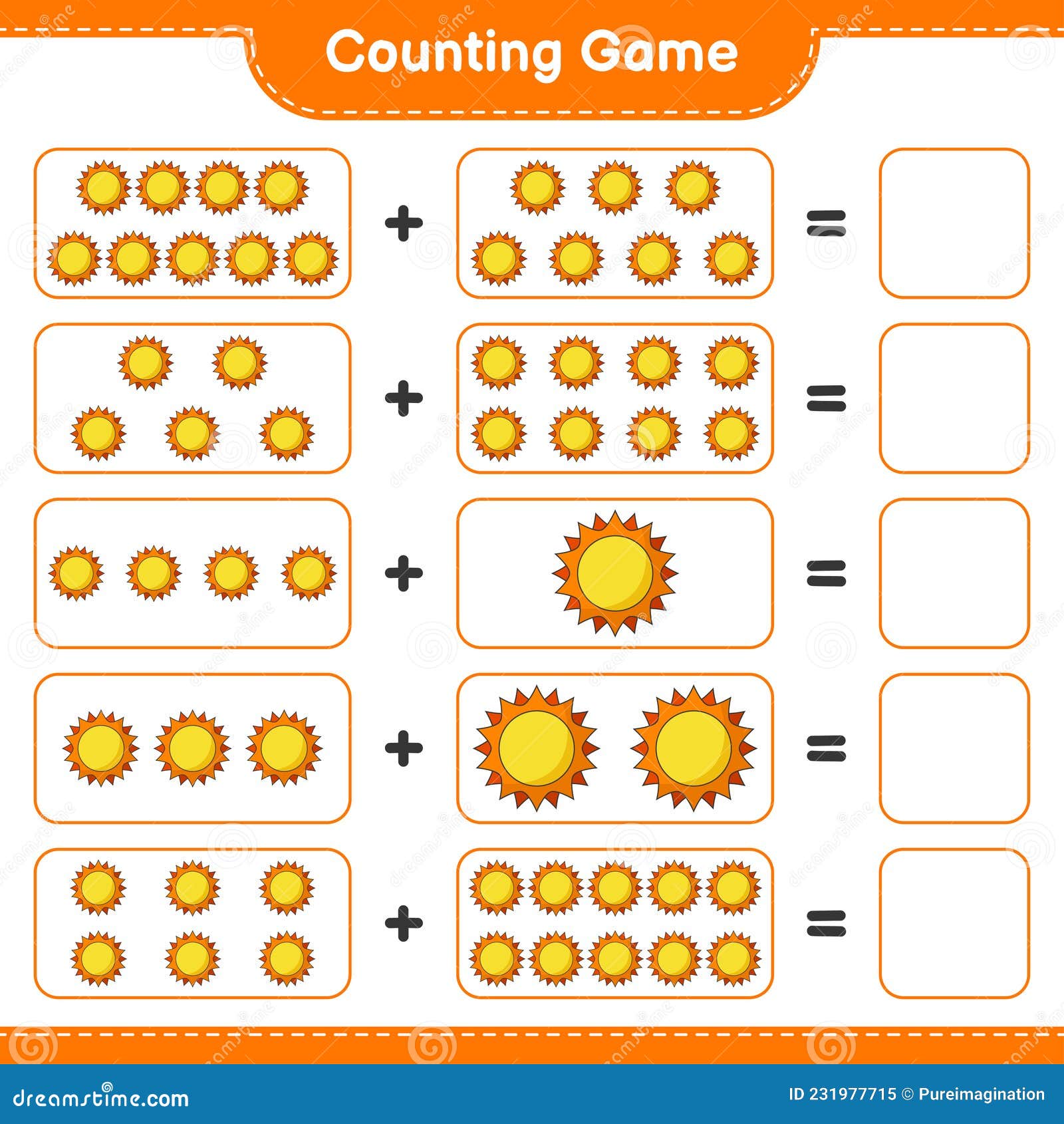 Counting Game, Count the Number of Sun and Write the Result ...