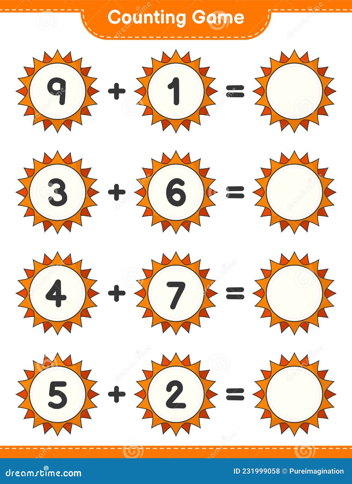 Counting Game, Count the Number of Sun and Write the Result ...