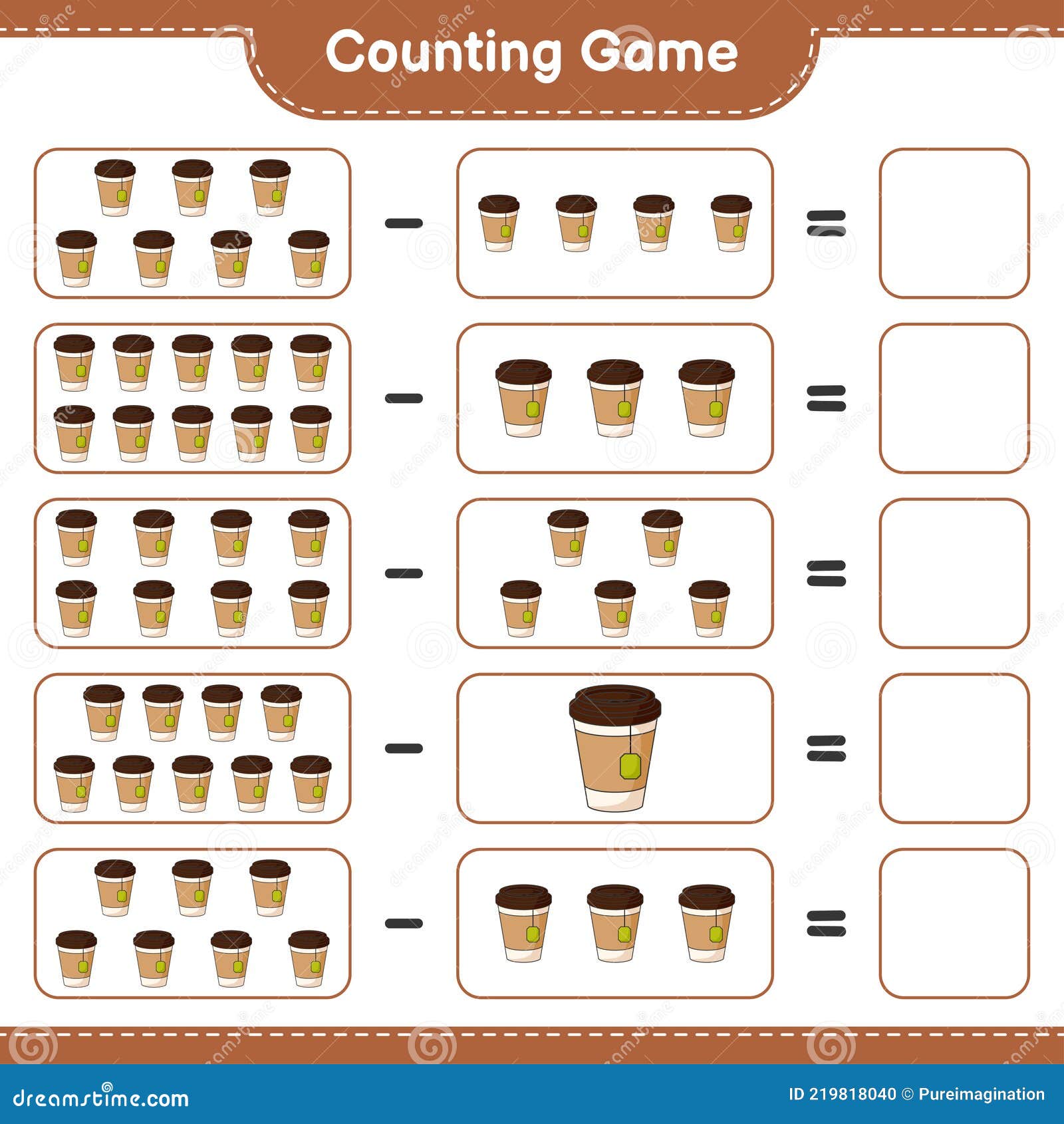 Counting Game, Count the Number of Tea Cup and Write the Result ...