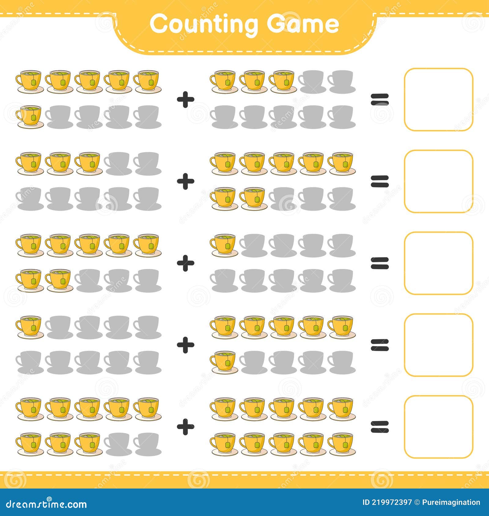 Counting Game, Count the Number of Tea Cup and Write the Result ...