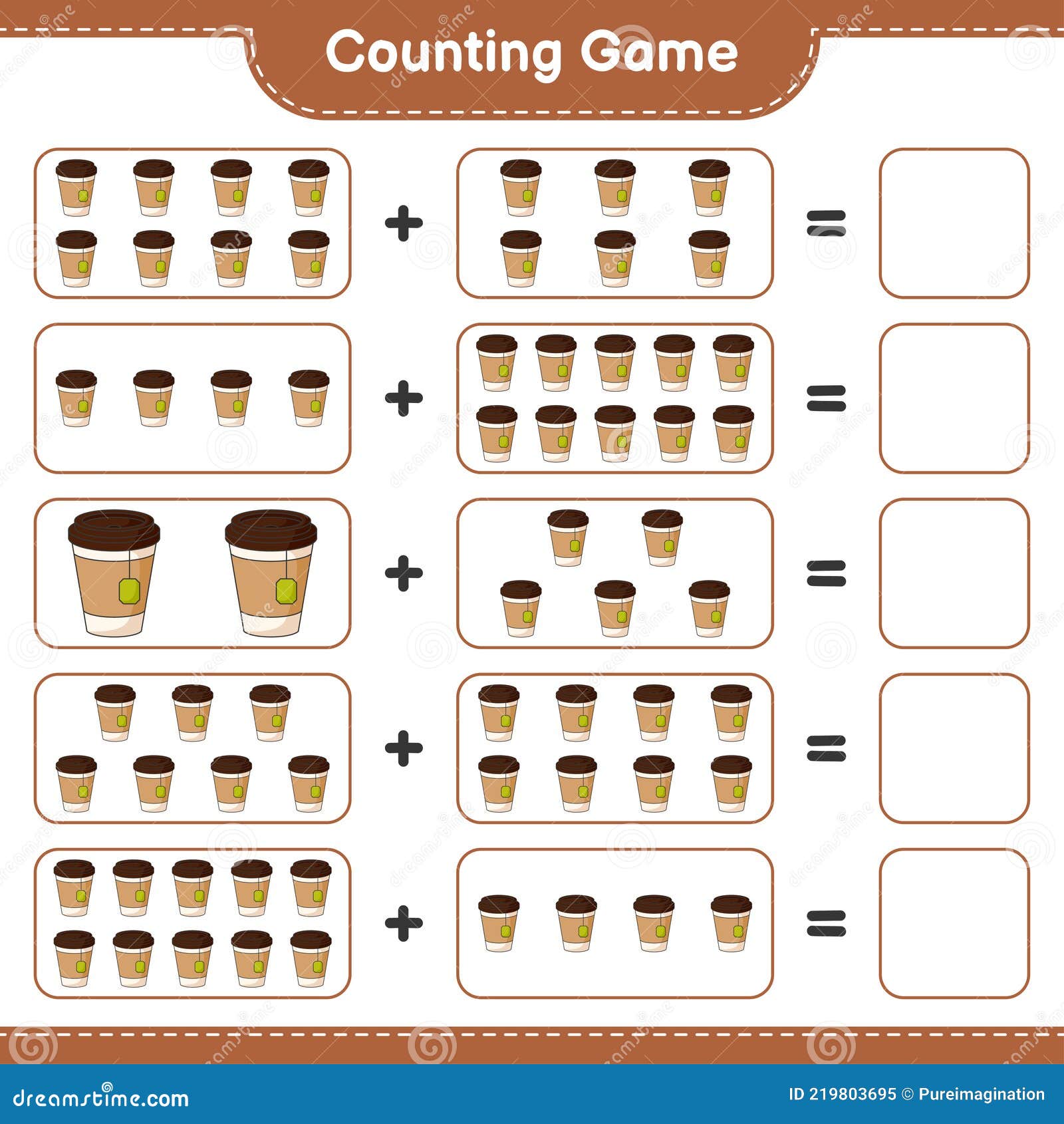 Counting Game, Count the Number of Tea Cup and Write the Result ...