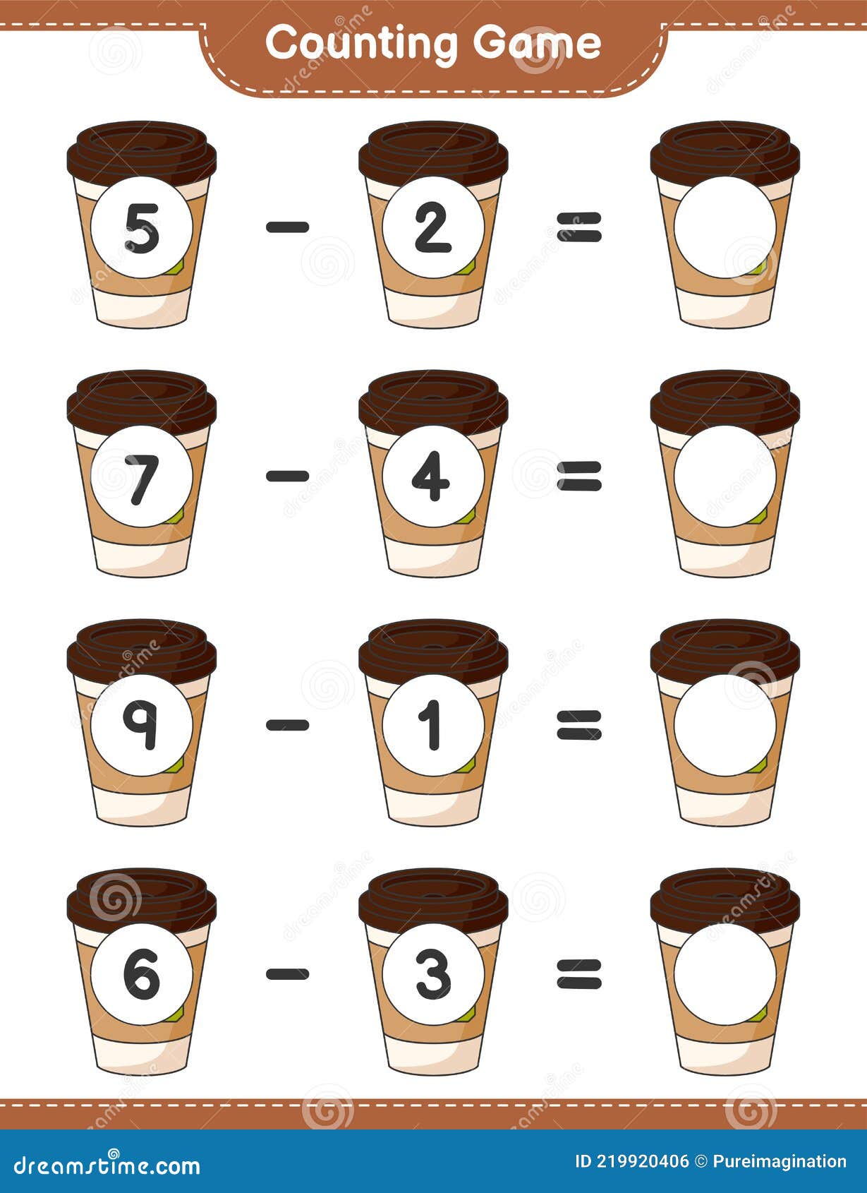 Counting Game, Count the Number of Tea Cup and Write the Result ...