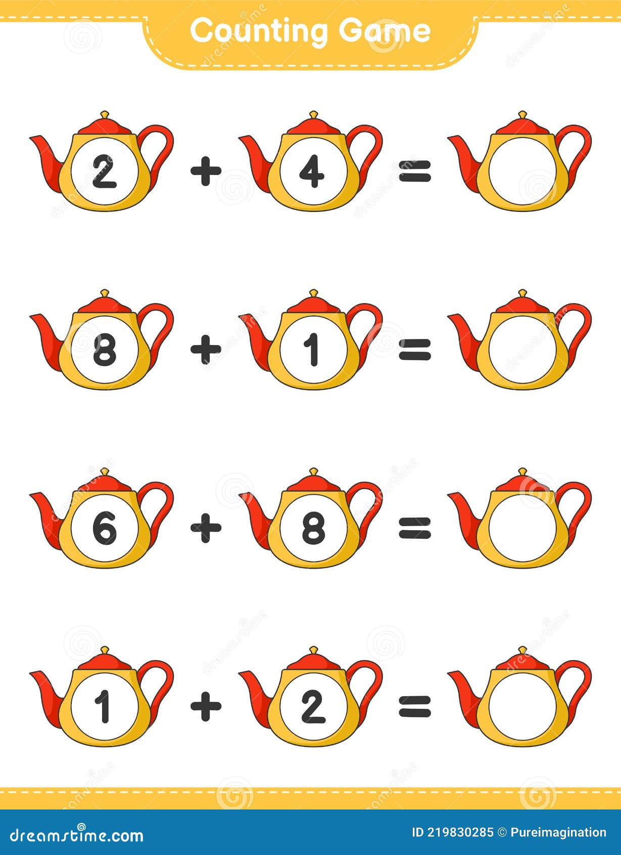 Counting Game, Count the Number of Tea Pot and Write the Result ...