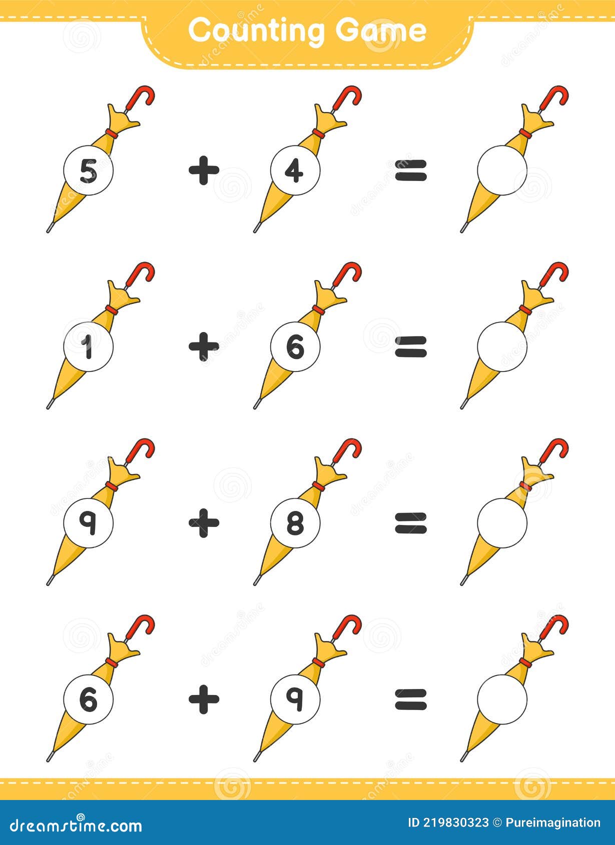 Counting Game, Count the Number of Umbrella and Write the Result ...
