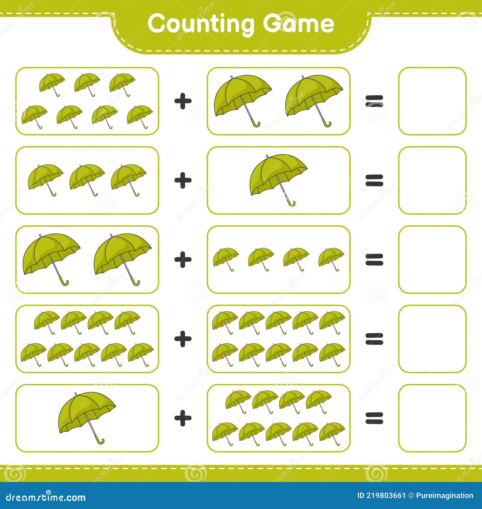 Counting Game, Count the Number of Umbrella and Write the Result ...
