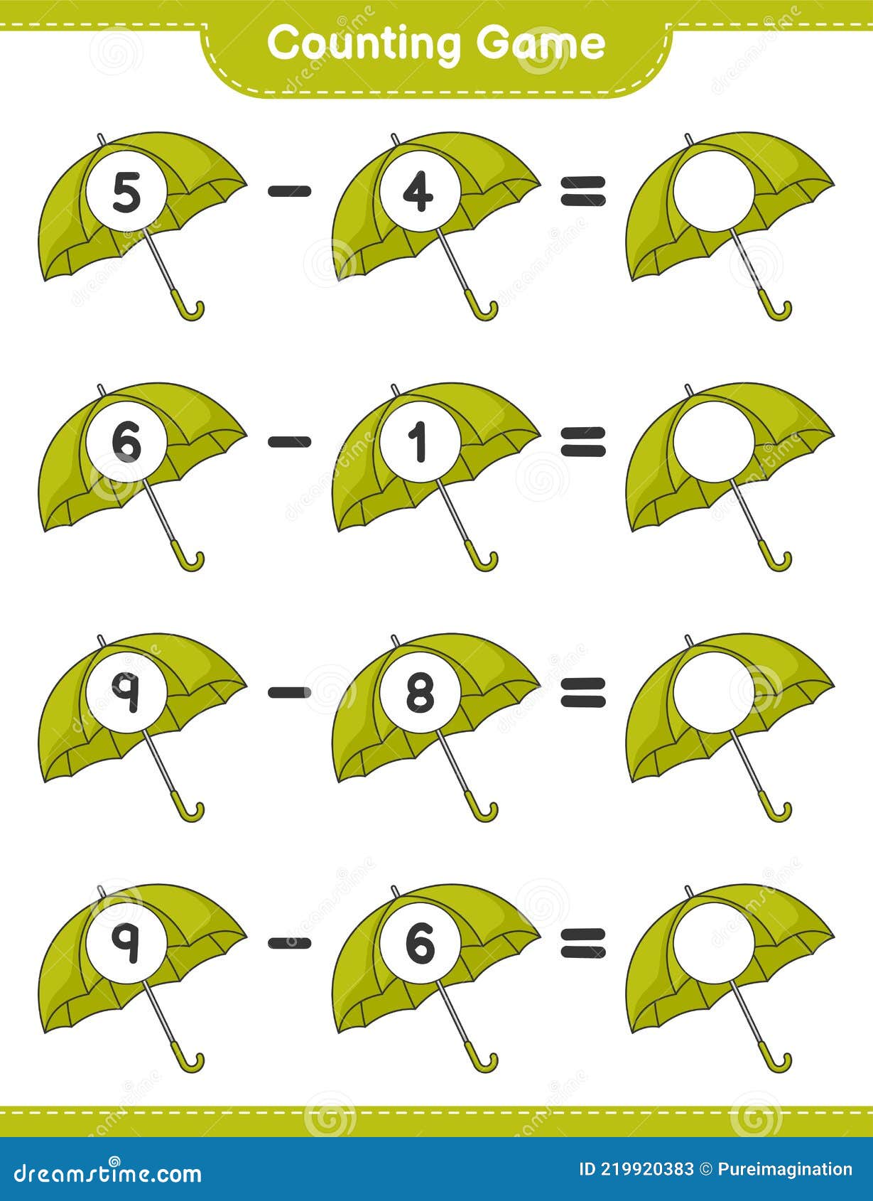 Counting Game, Count the Number of Umbrella and Write the Result ...