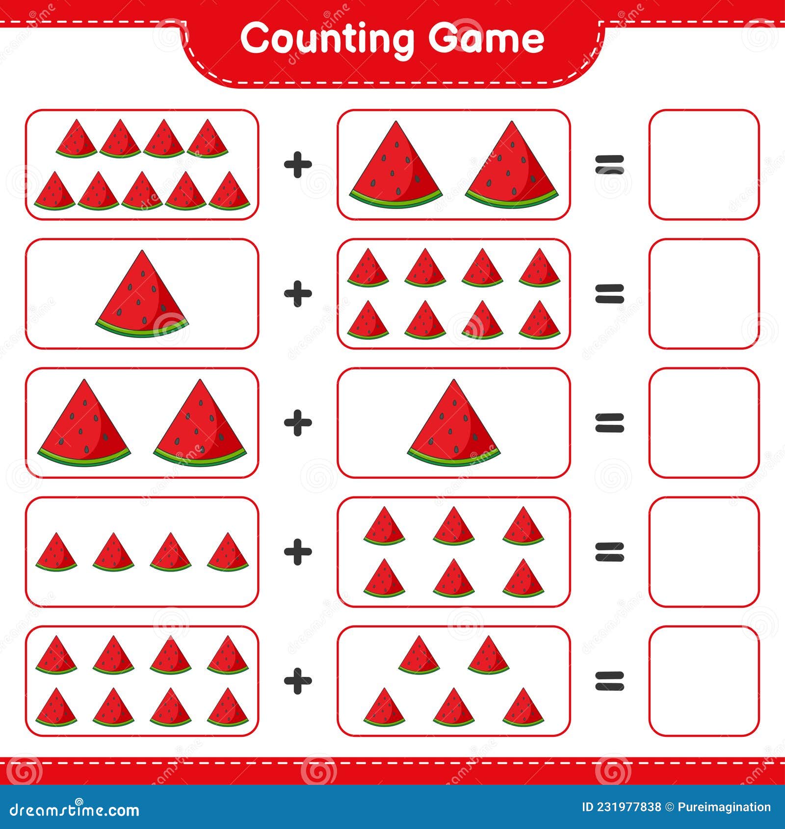 Counting Game, Count the Number of Watermelon and Write the Result ...