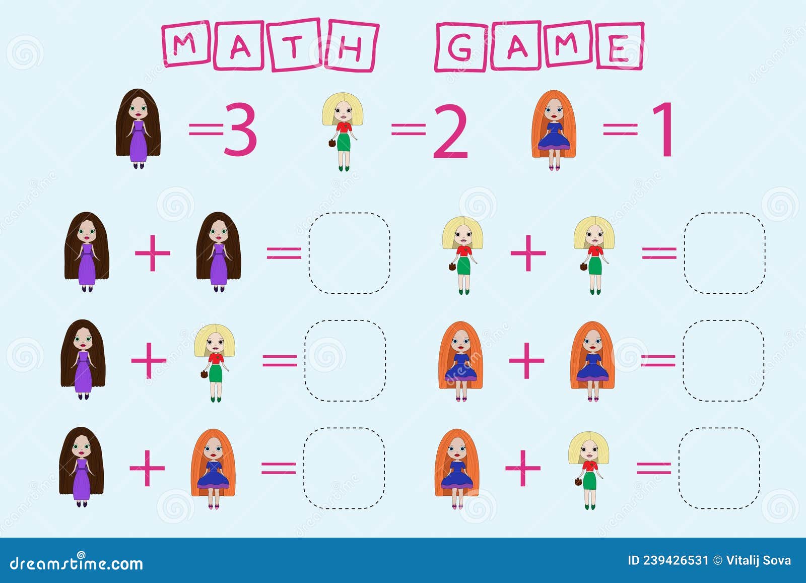 Little Girl Choosing Mathematics Stock Illustrations – 2 Little Girl ...