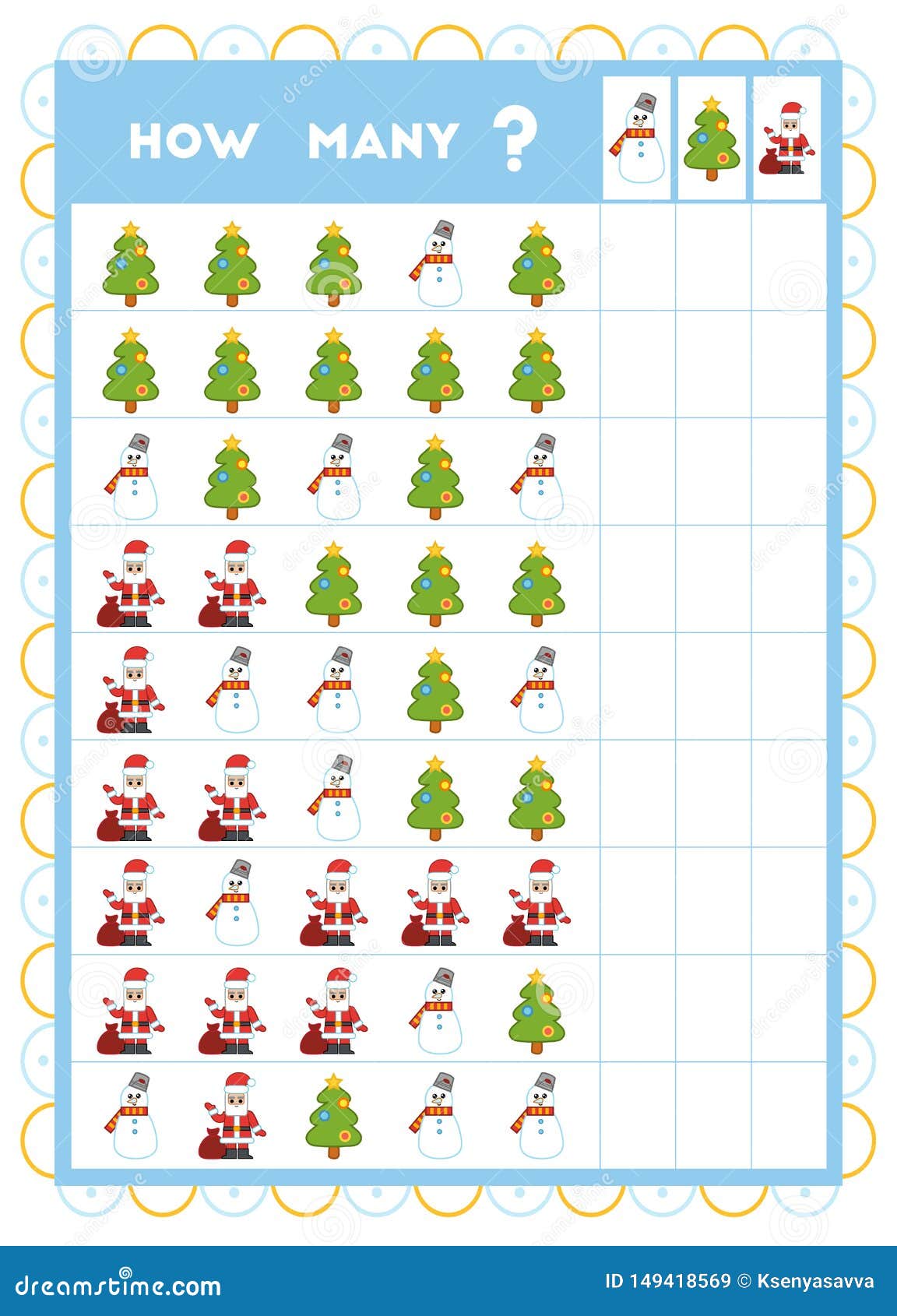 Counting Game, Educational Game for Children. Count How Many Christmas ...