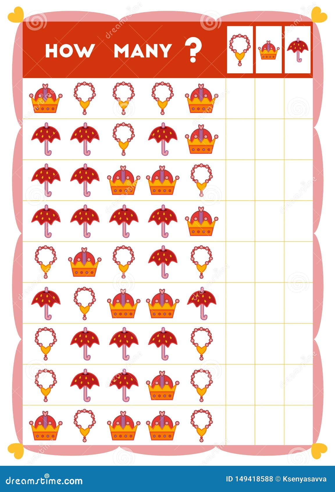 Counting Game, Educational Game for Children. Count How Many Objects in ...