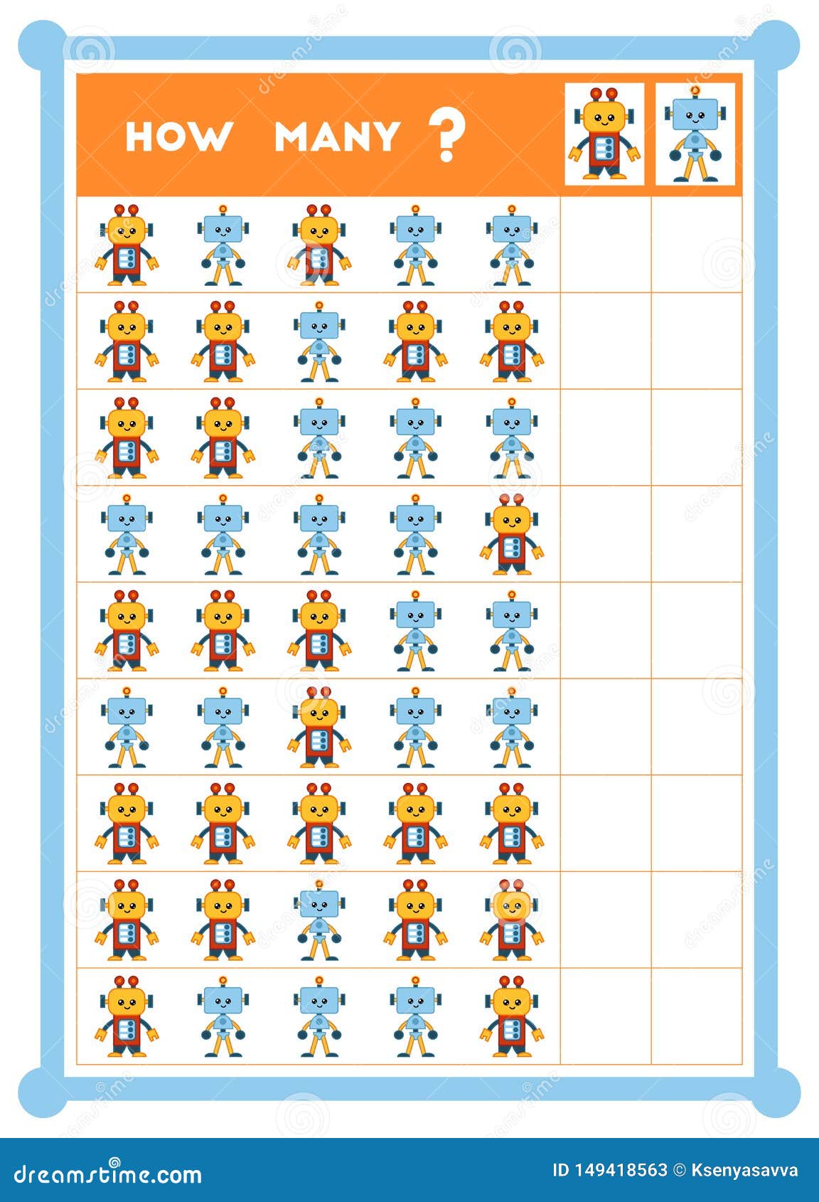 Counting Game, Educational Game for Children. Count How Many Robots in ...