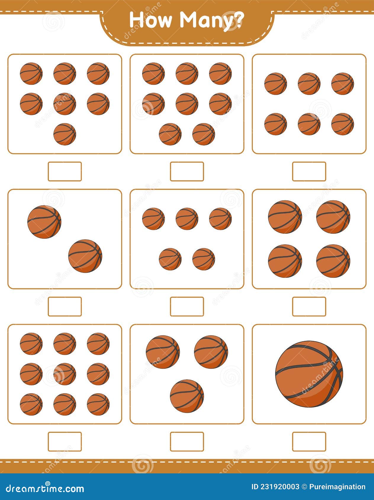 Counting Game, How Many Basketball. Educational Children Game ...