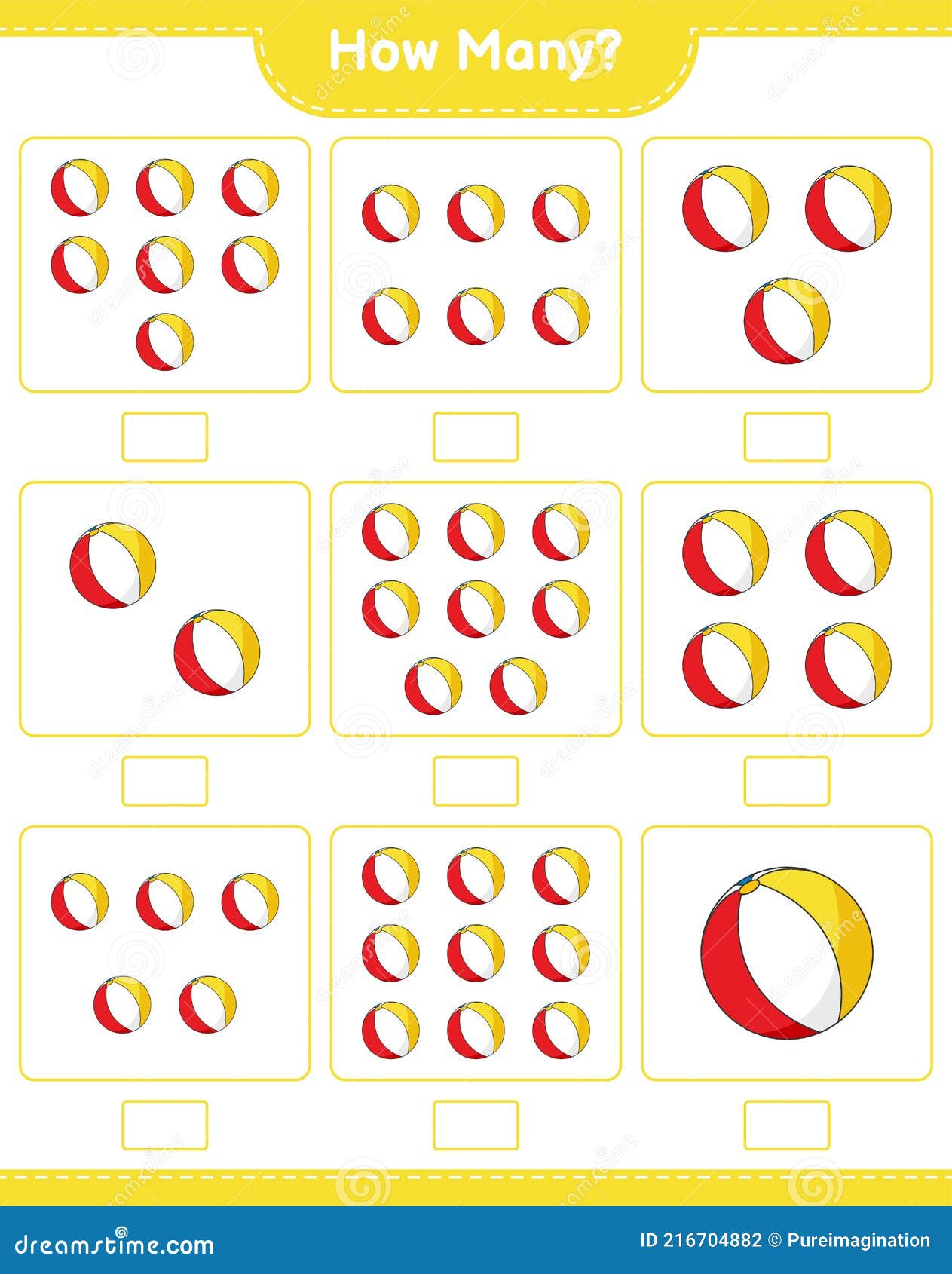 Counting Game, How Many Beach Ball. Educational Children Game ...