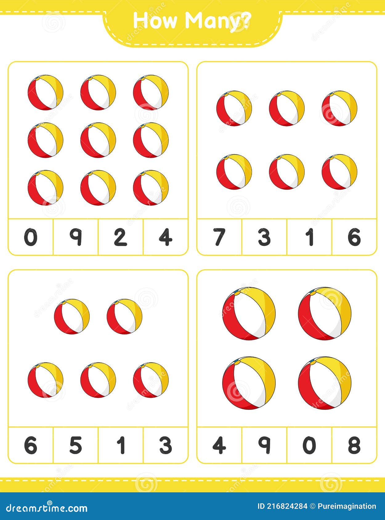 Counting Game, How Many Beach Ball. Educational Children Game ...