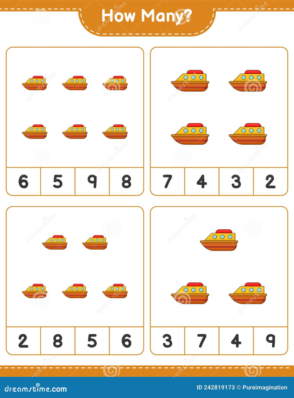 Counting Game, How Many Boat. Educational Children Game, Printable ...