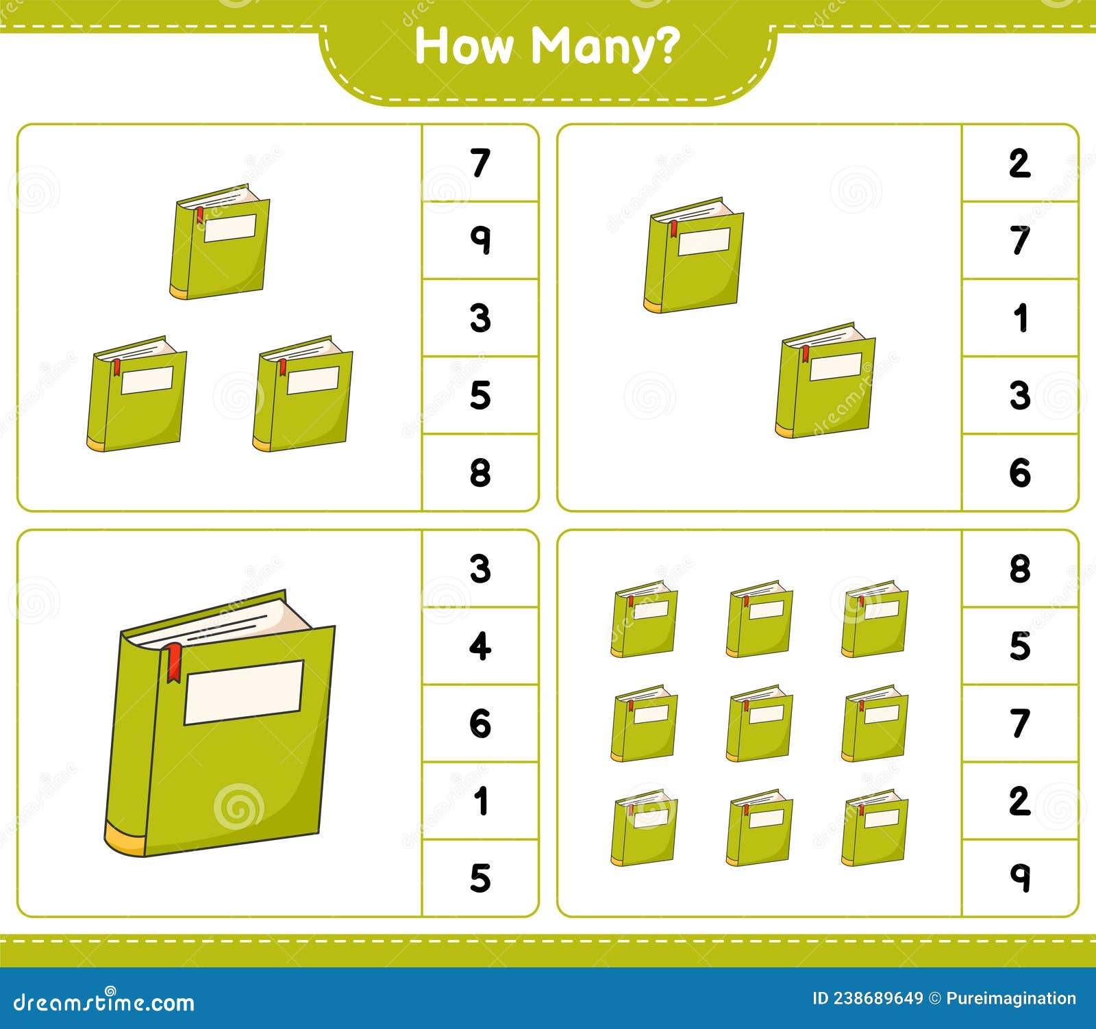 Counting Game, How Many Book. Educational Children Game, Printable ...