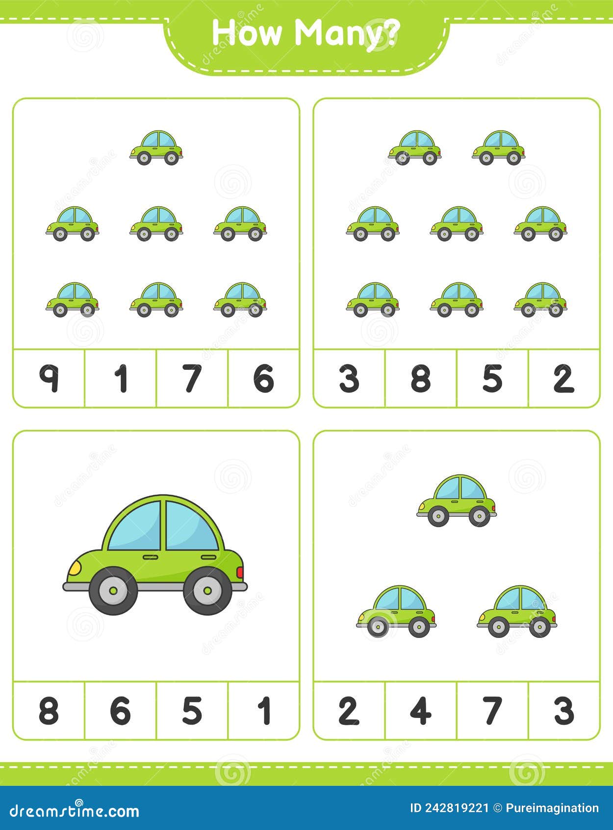 Counting Game, How Many Car. Educational Children Game, Printable ...